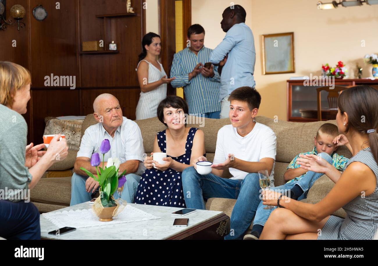 Happy large family together at home Stock Photo - Alamy