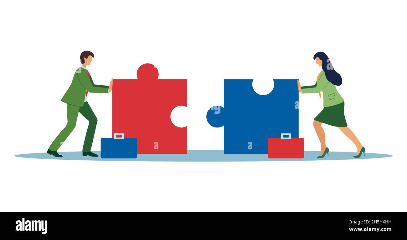Business concept. Team metaphor. people connecting puzzle elements ...