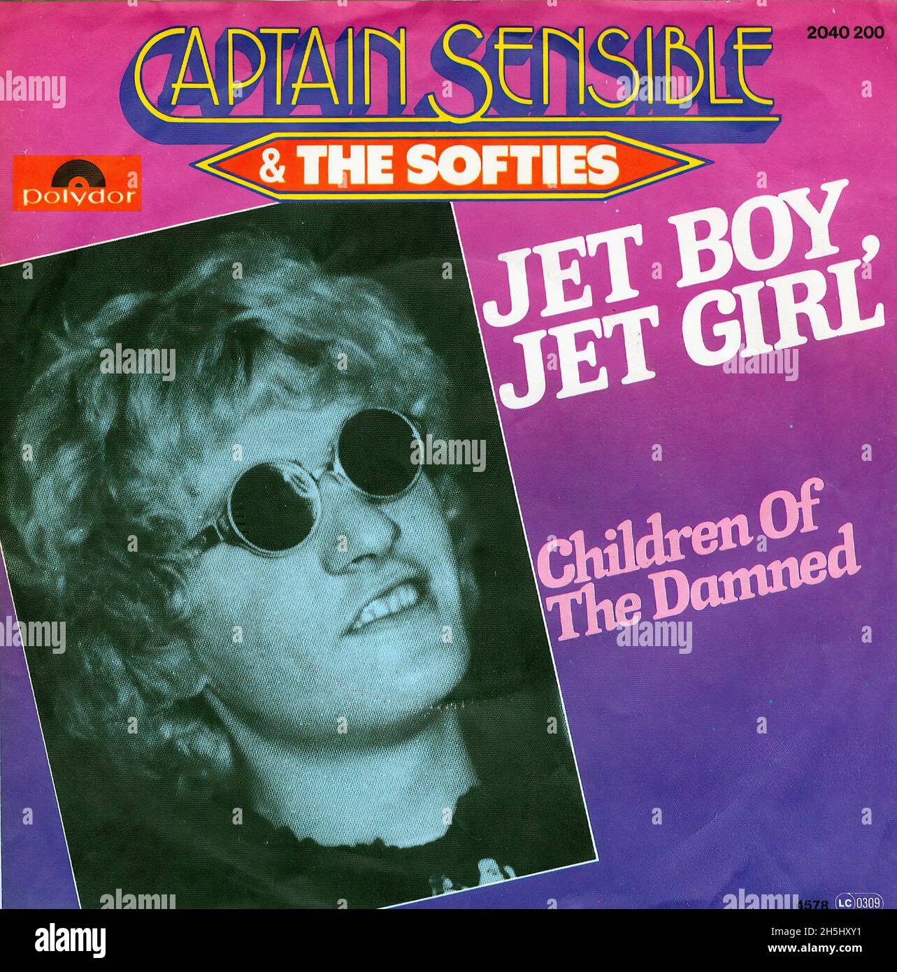 Vintage single record cover - Captain Sensible - Jet Boy Jet Girl - D ...
