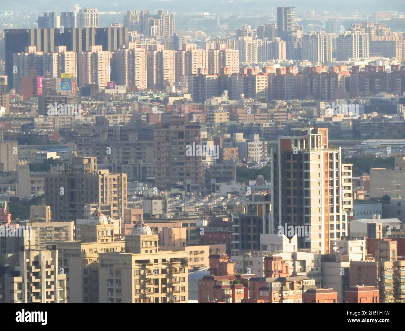 Aerial view of the cityscape of Taoyuan City in Taiwan with skyscrapers ...