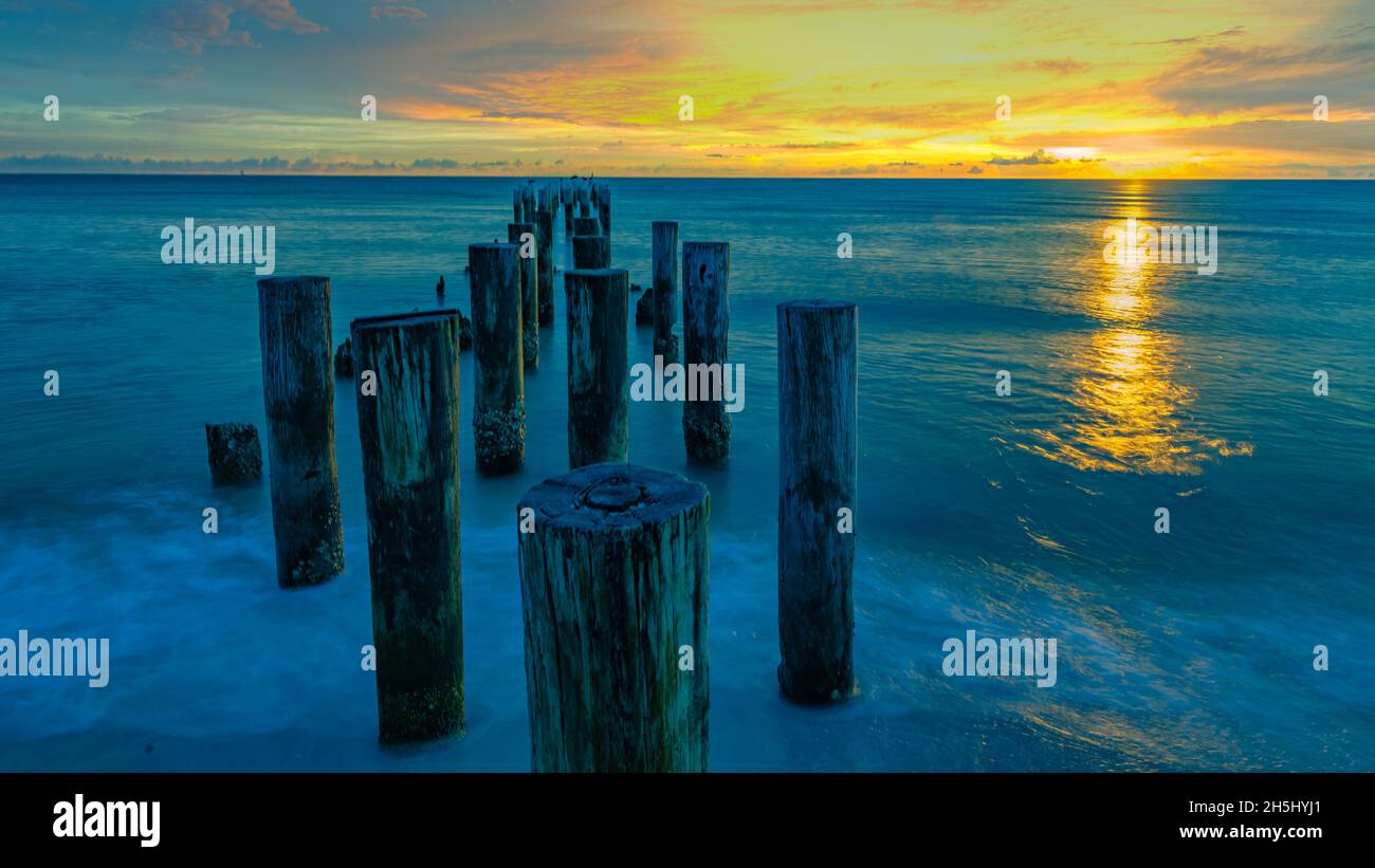 Scenic view of a historic pier, Old Naples, Florida, USA Stock Photo ...