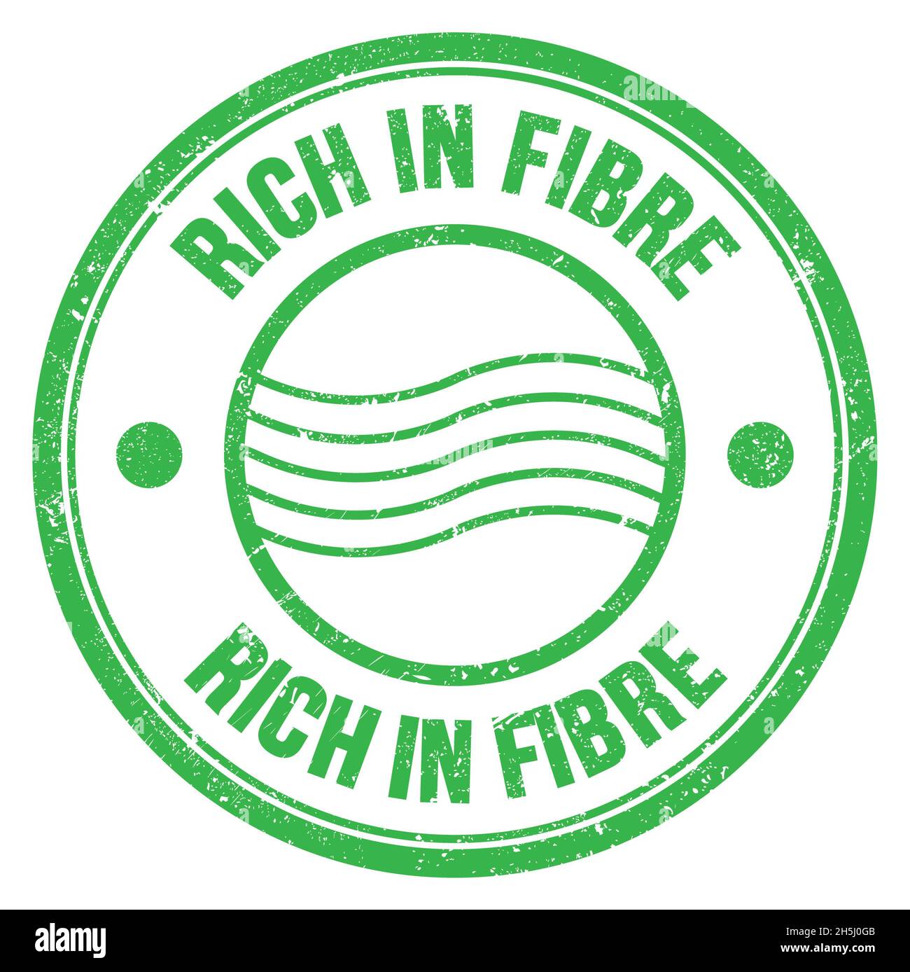 RICH IN FIBRE word written on green round postal stamp sign Stock Photo ...
