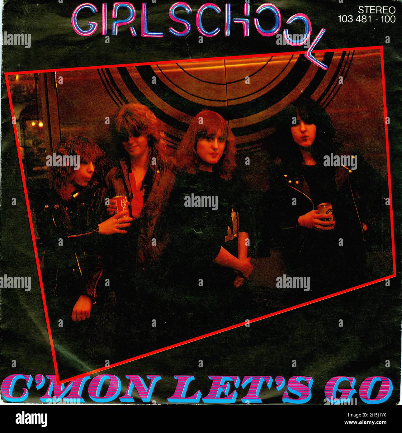 Vintage single record cover - Girlschool - 6 - C'mon Let's Go - D - 1981 02 Stock Photo - Alamy