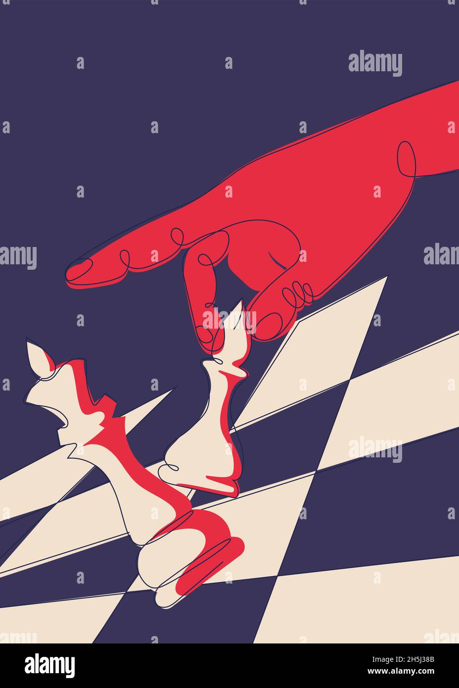 Poster with illustration of checkmate. Placard design in doodle style ...