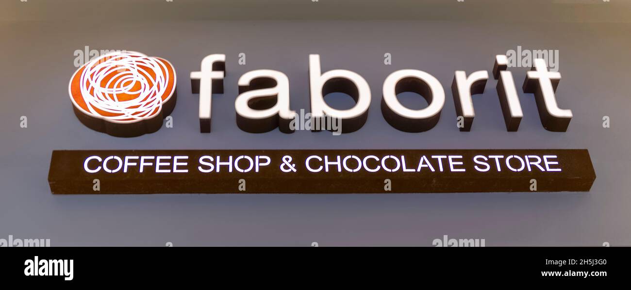 Faborit Coffee shop & Chocolate Store, signage, Barcelona Spain Stock ...