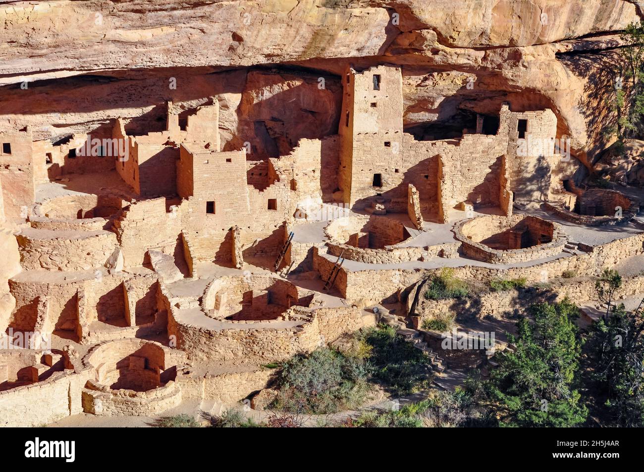 High angle view of the cliff dwellings and Cliff Palace as part of ...