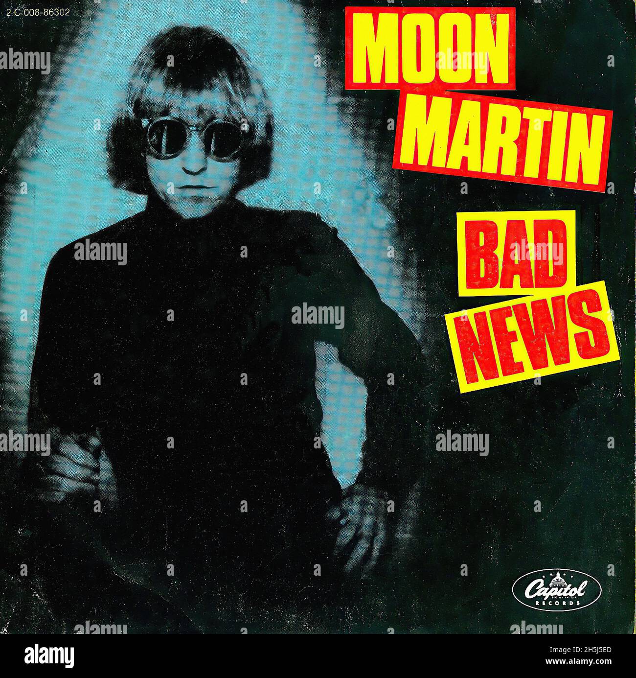 Vintage single record cover - Moon Martin - Bad News - F - 1980 Stock ...