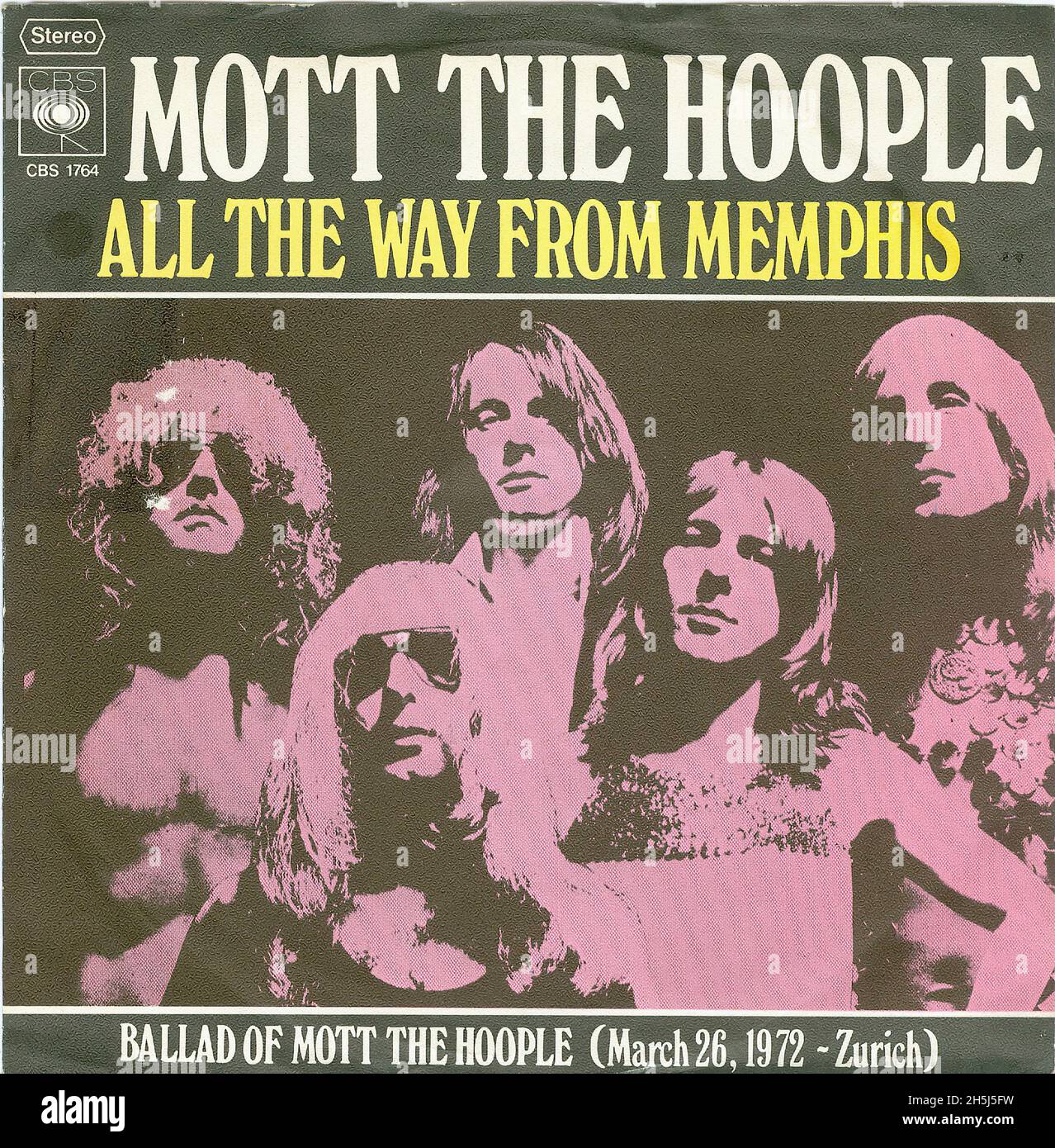 Vintage single record cover - Mott The Hoople - All The Way From Memphis - D - 1973 Stock Photo ...