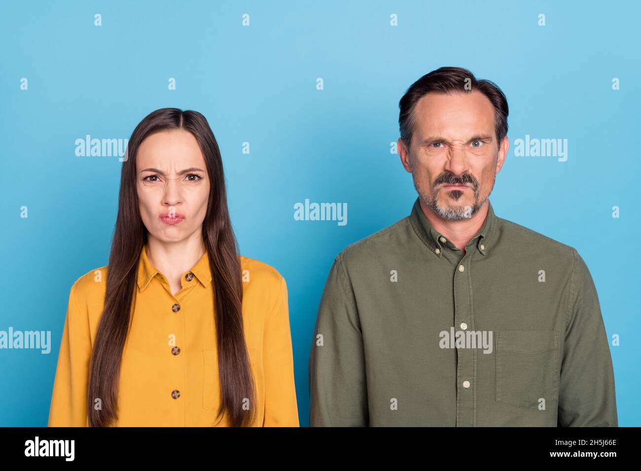 Photo of unhappy upset angry man and woman sad conflict bad mood anger ...