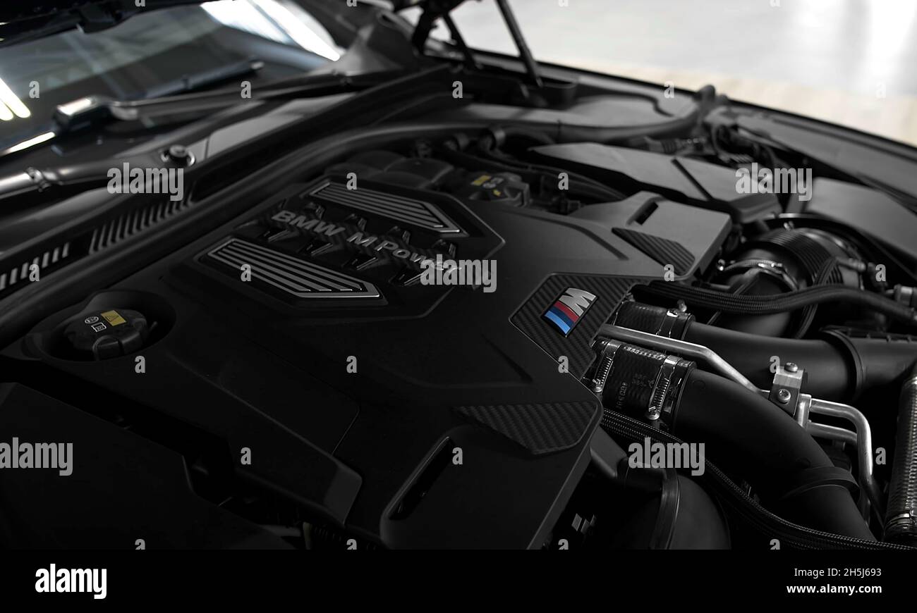 MUNICH, GERMANY - Oct 13, 2021: The details of a BMW M8 Competition ...