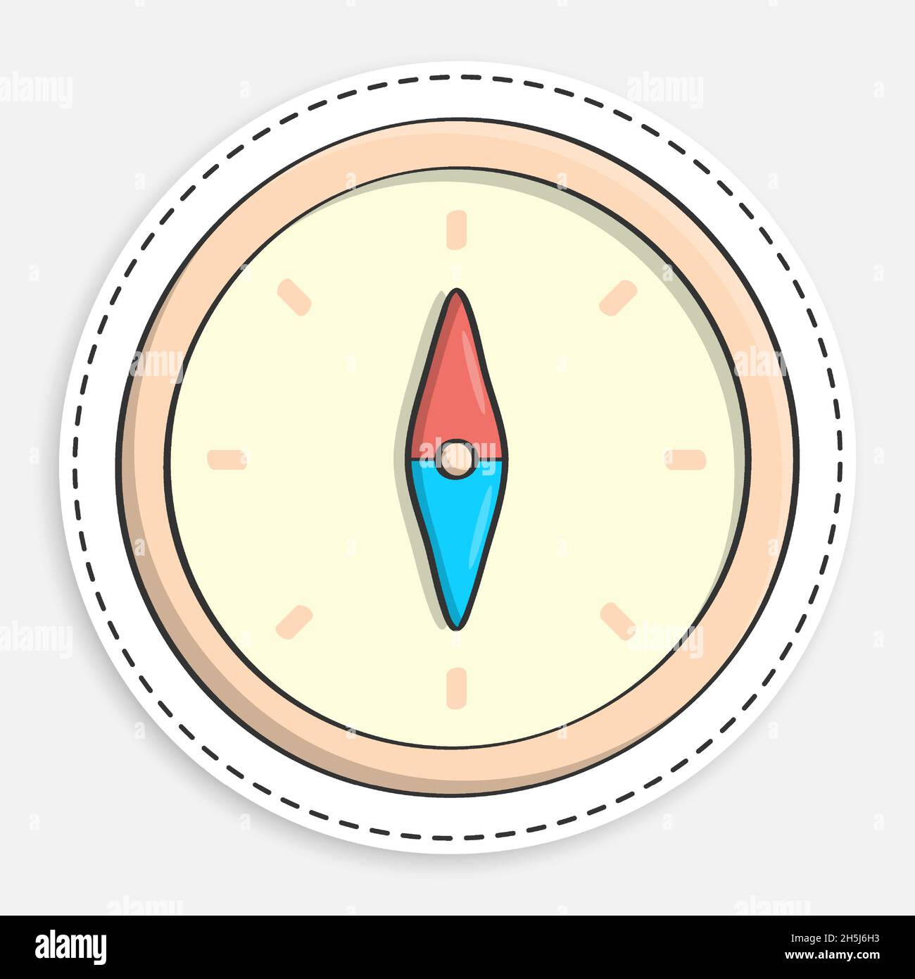 cartoon icon of doodle compass with arrow and scale. Travel, device for ...