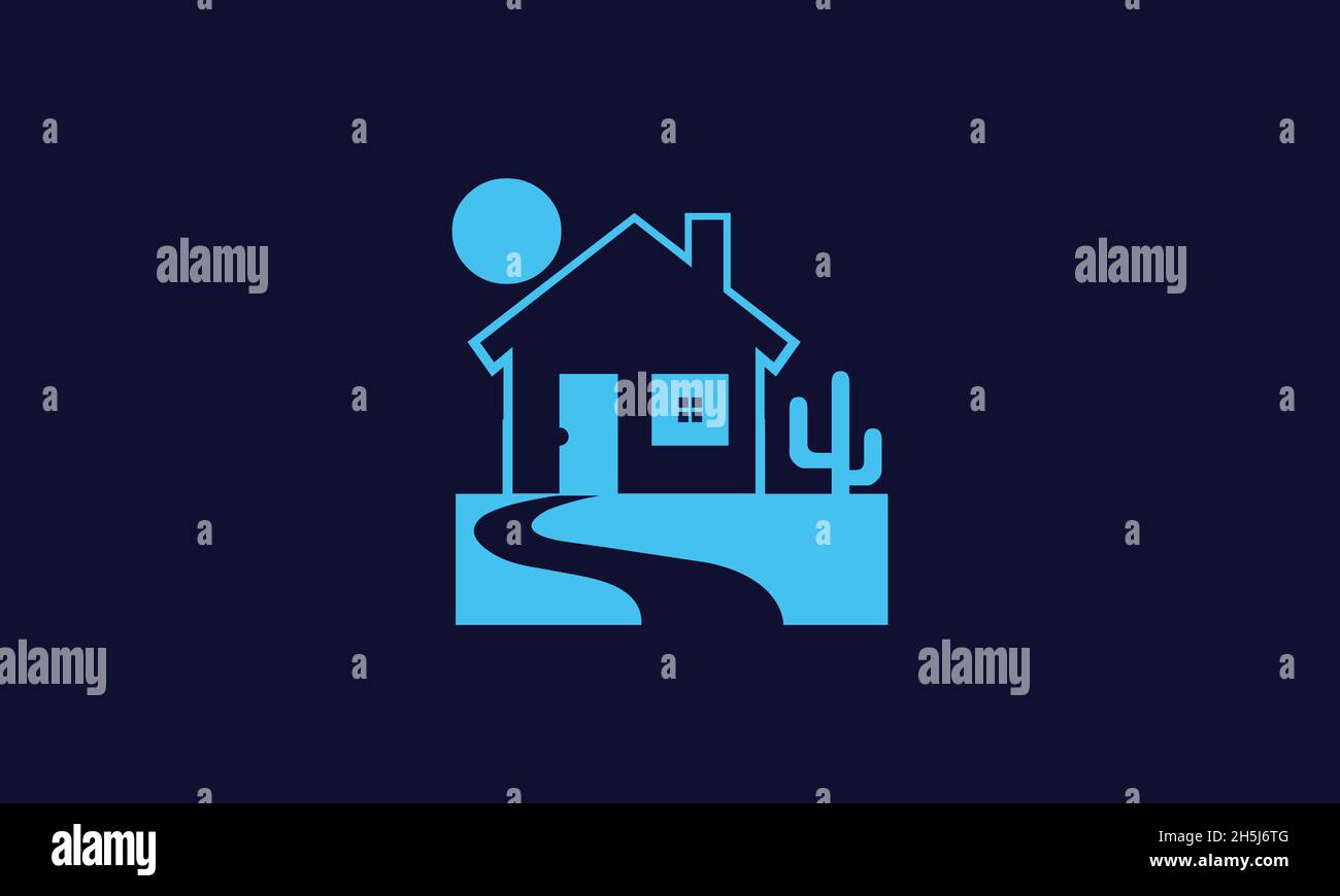 Minimal house icon design - With dark blue background and blue subject ...