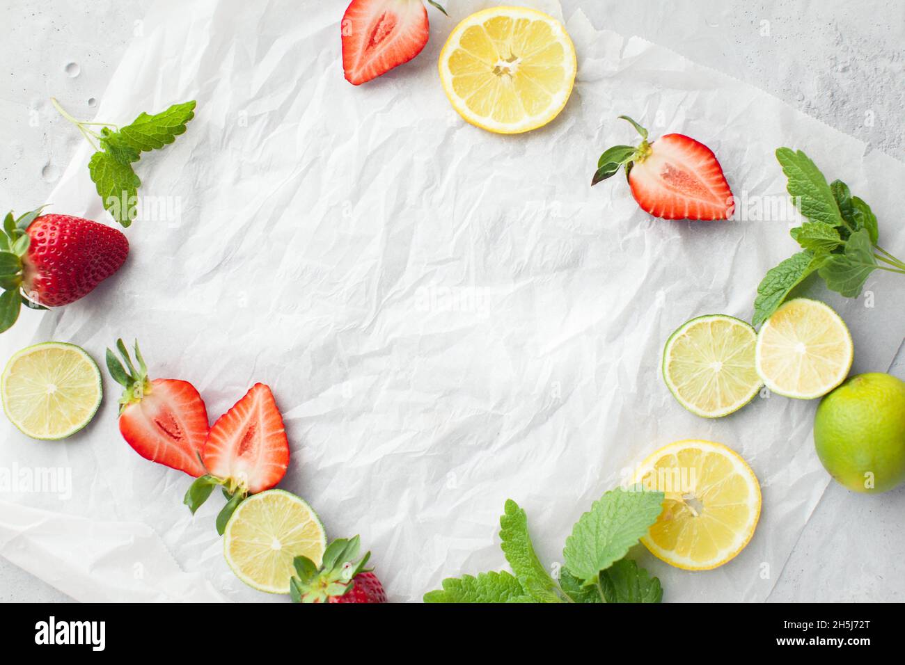 Fresh fruit background with text free space Stock Photo - Alamy
