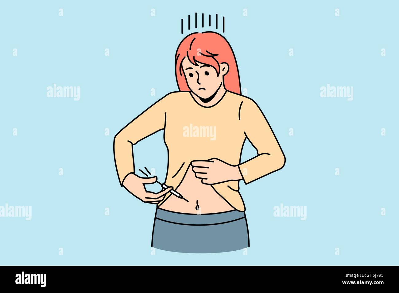 Diabetes injection insulin woman Stock Vector Images - Alamy
