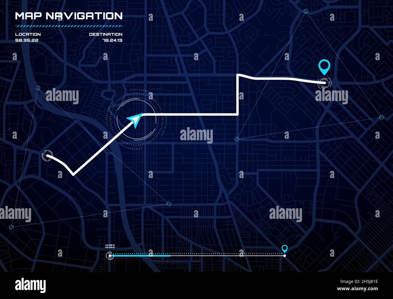 City map navigation interface, GPS navigator screen with street roads ...