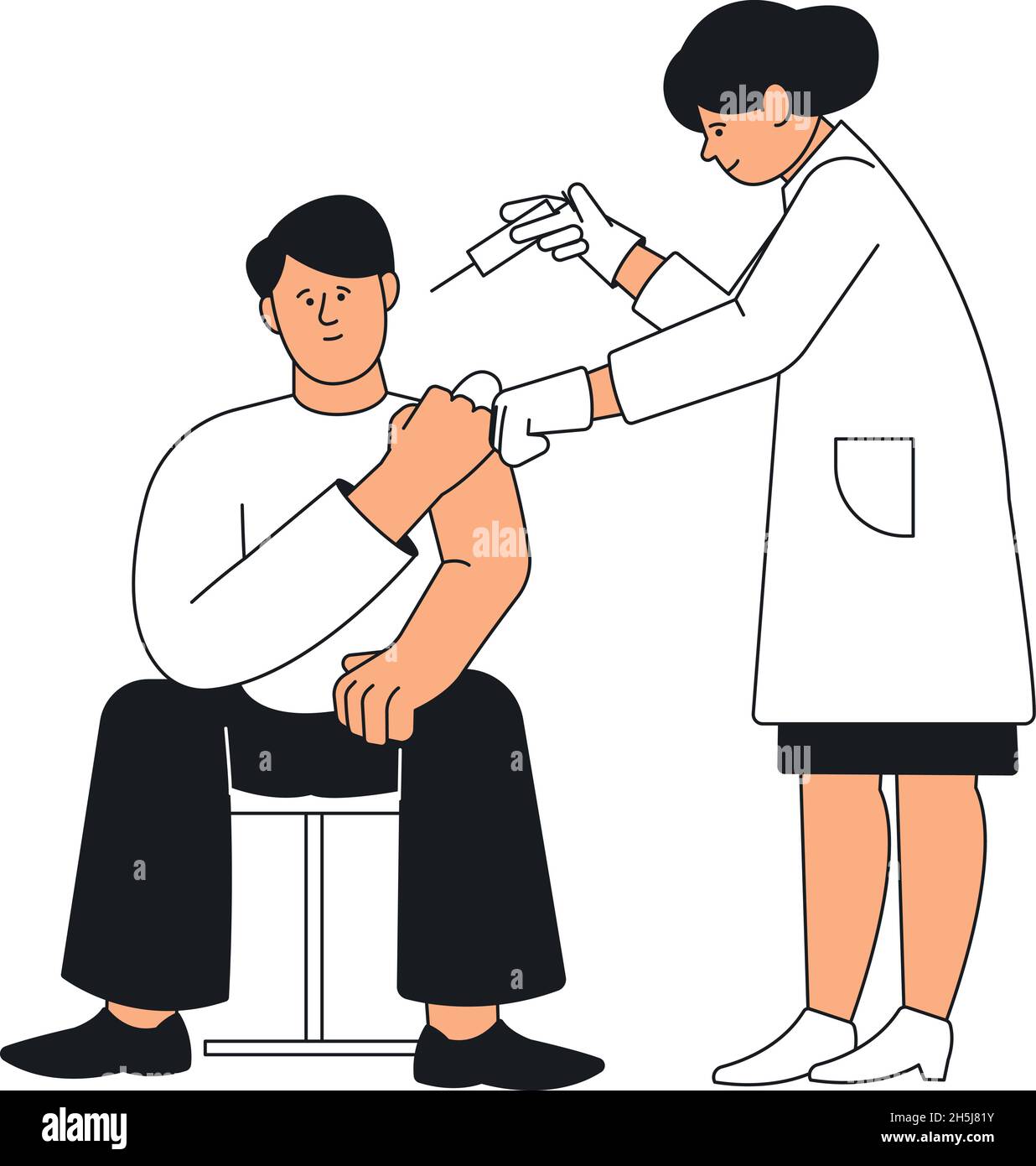 Nurse injecting patient. Man getting medical shot Stock Vector Image ...