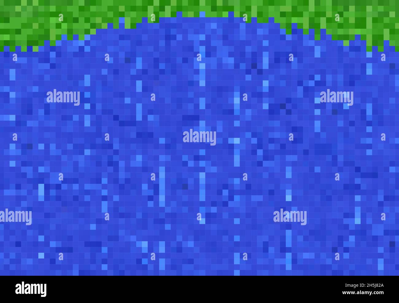 River water, lake or waterfall cascade cubic pixel game blocks pattern ...