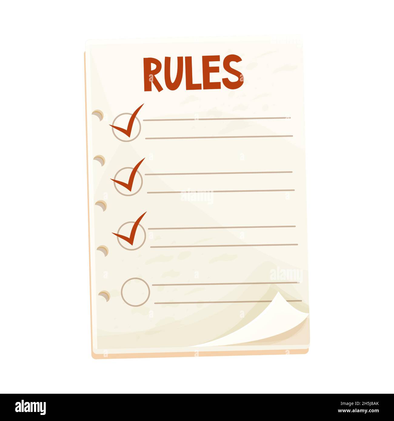 Rules checklist, paper reminder in cartoon style isolated on white ...