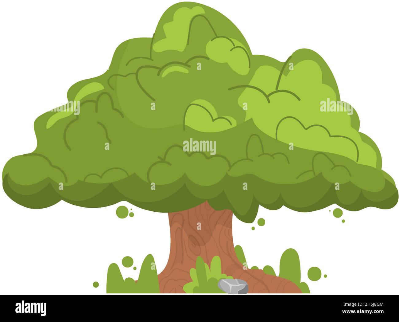 Big tree in cartoon style. Old green oak Stock Vector Image & Art - Alamy