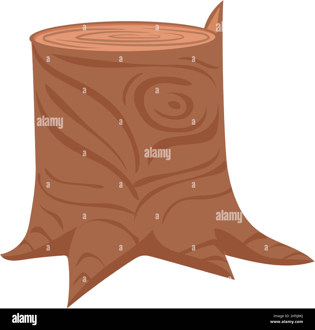 Tree stump icon. Cartoon tree trunk with roots Stock Vector Image & Art ...