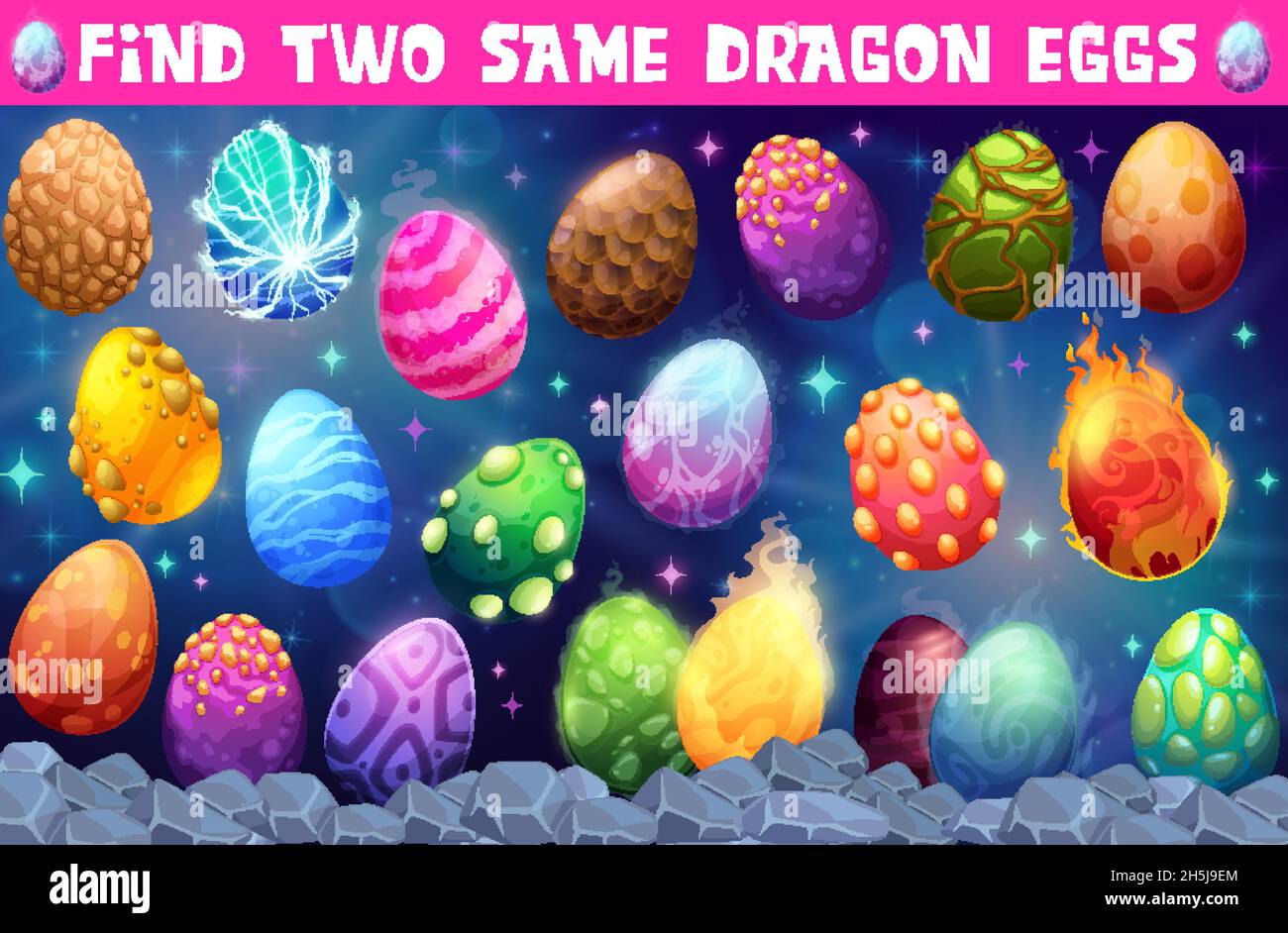 Find two same dino eggs, kids game with fantastic cartoon dinosaur eggs ...