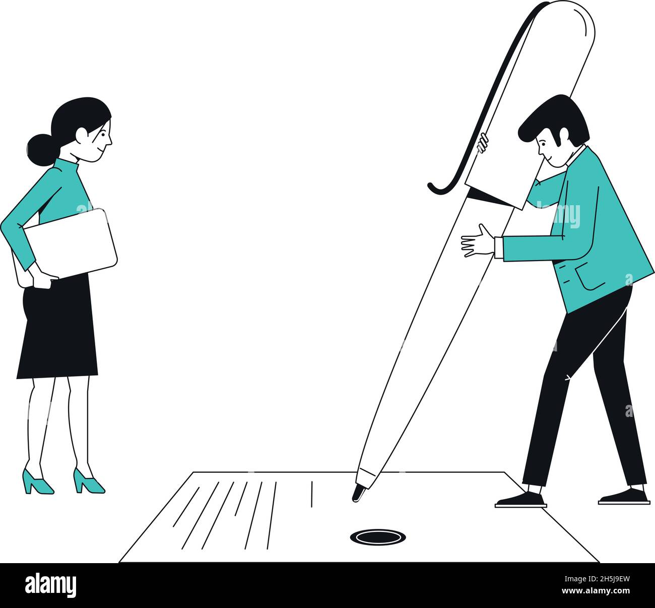 Businessman standing holding sheet Stock Vector Images - Alamy