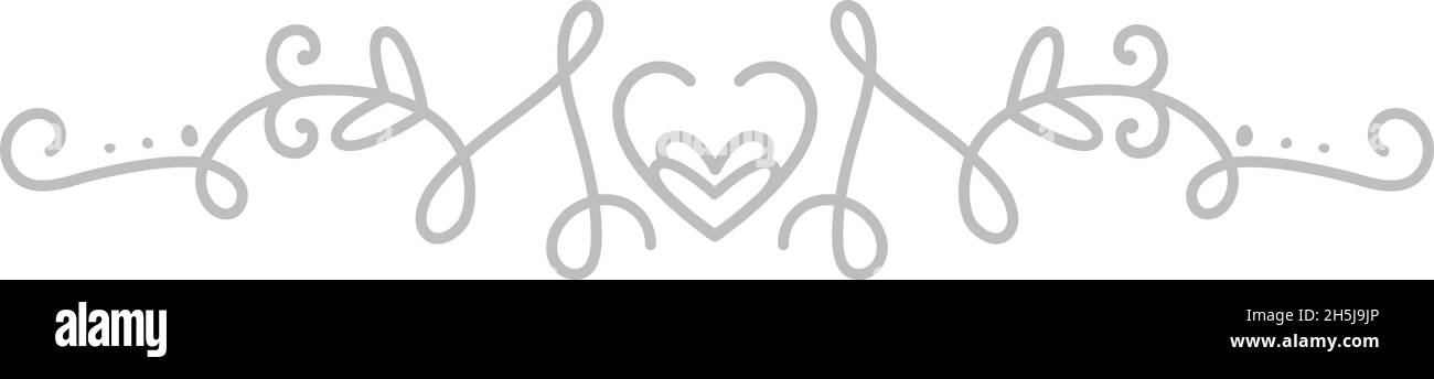 Fancy header with heart symbol. Decorative wedding ornament Stock ...