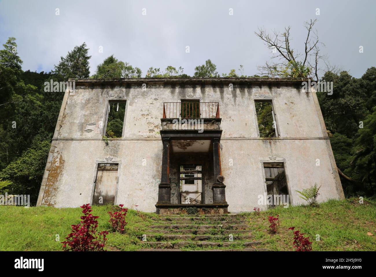 Ruins of ancient villa in the Grena park, Sao Miguel island, Azores ...