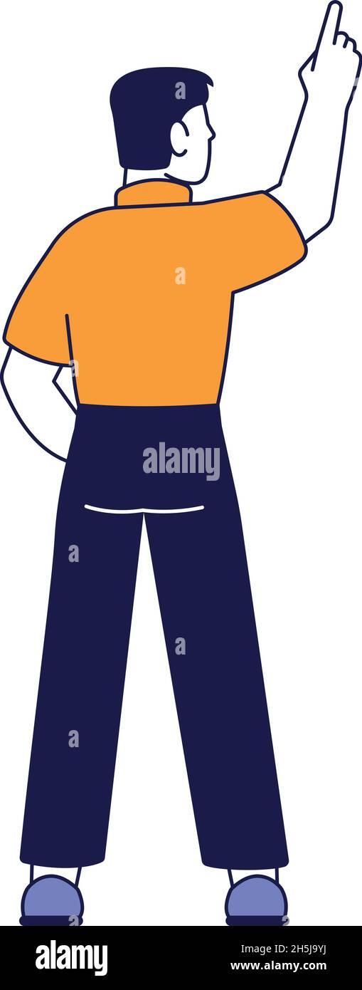 Standing man with raised pointing arm. Back view Stock Vector Image ...