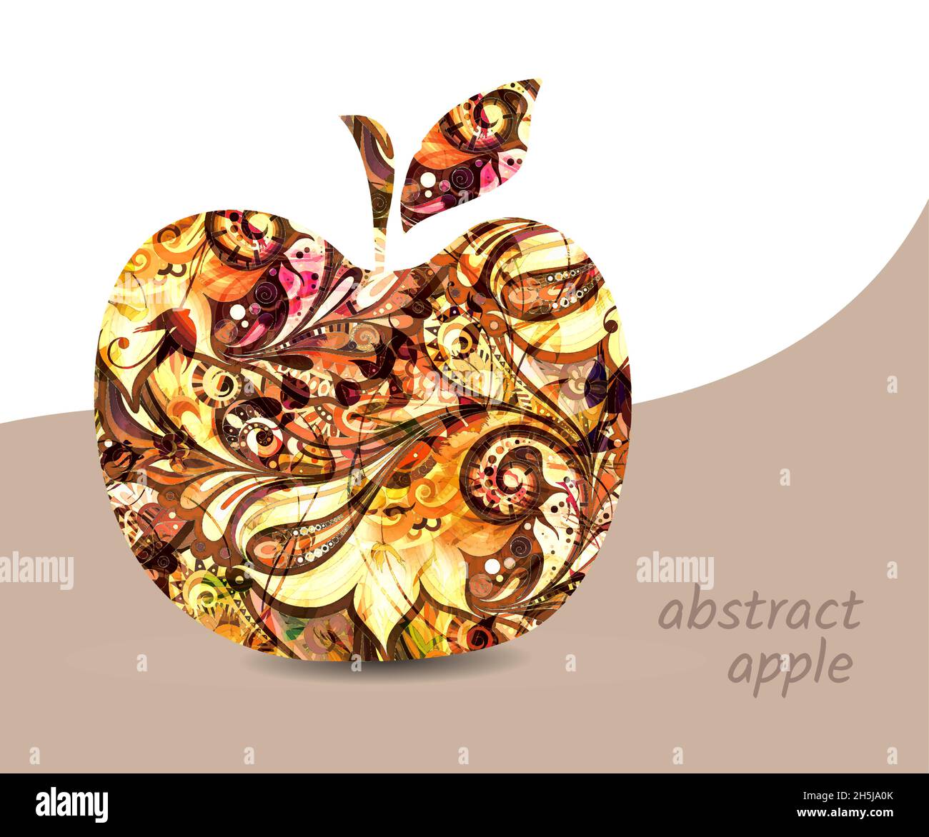 Vector illustration of an apple with a pattern, isolated art object ...