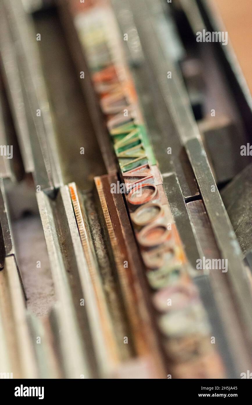 Alphabet Letter Metal Blocks Stock Photo - Alamy