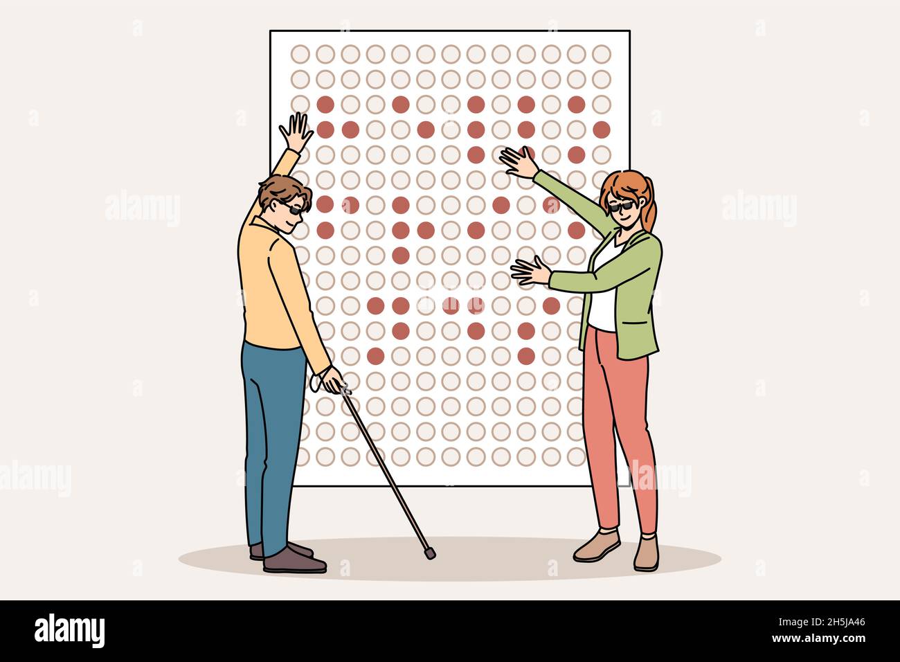 Blind people learn braille alphabet on board in school together ...