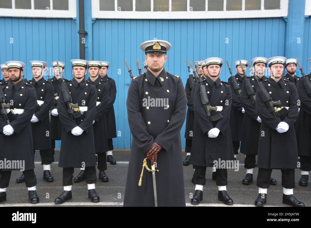 Members of the Royal Navy's Ceremonial Guard at Whale Island ...