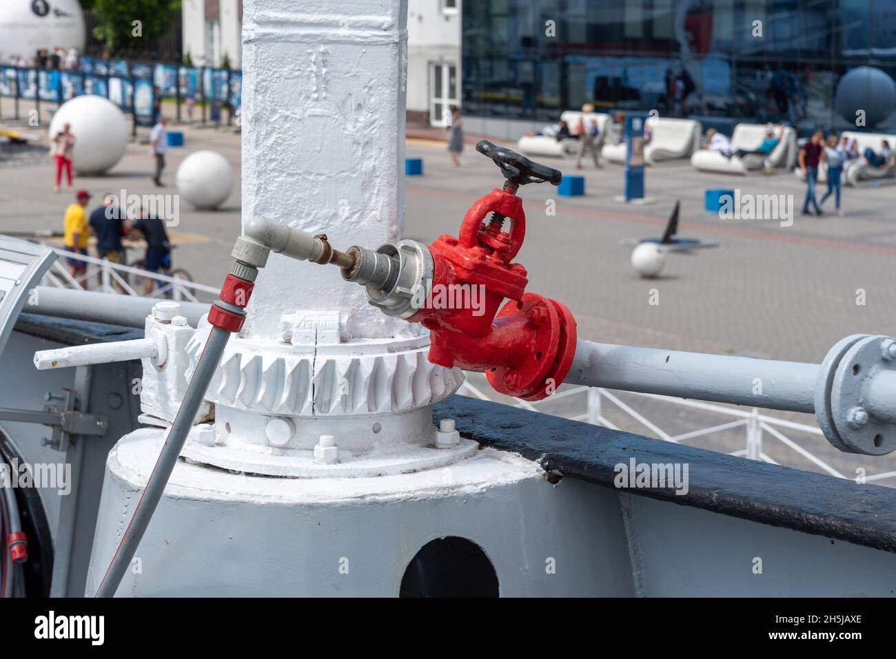 Industrial transfer of the red fire hydrant. Water fire extinguishing ...