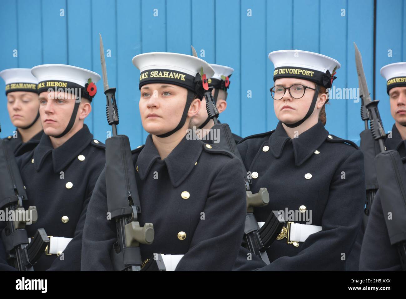 Members of the Royal Navy's Ceremonial Guard at Whale Island ...