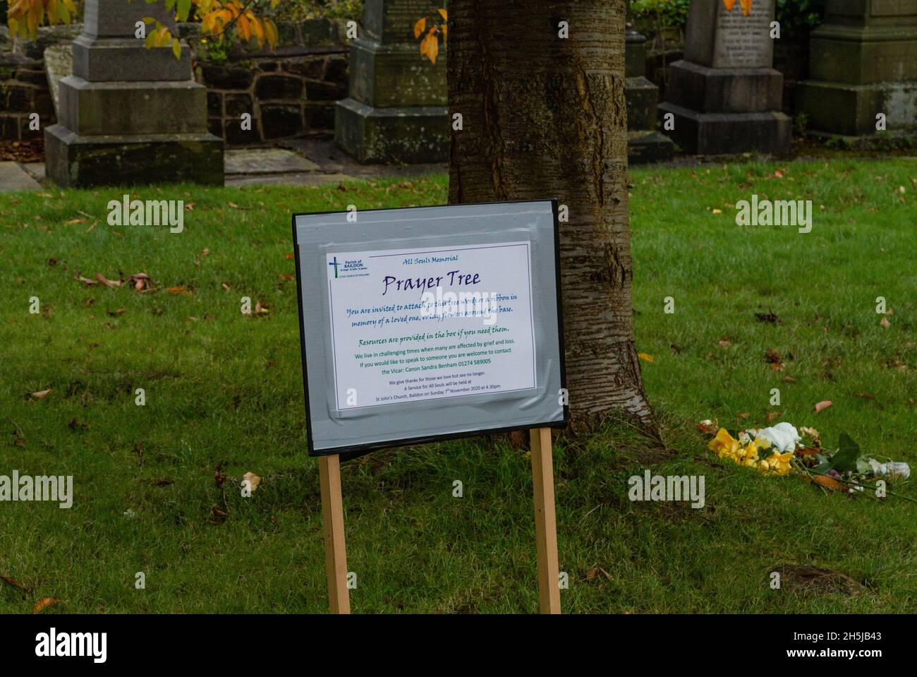 A prayer tree in the grounds of St John's church, Baildon, Yorks ...