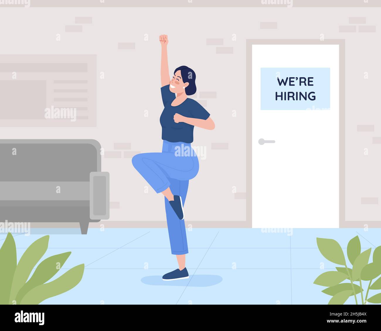 Excited to get job flat color vector illustration Stock Vector Image ...