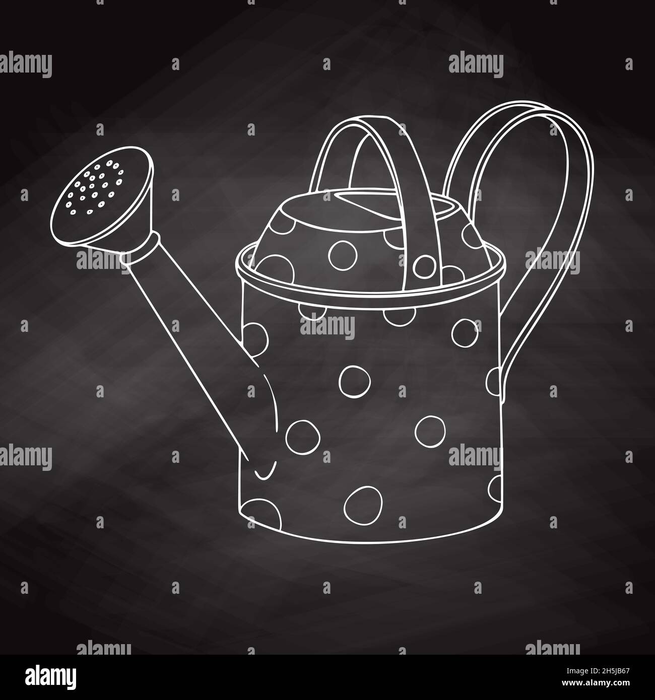 Sketch watering can for the garden. Watering can isolated on a black ...