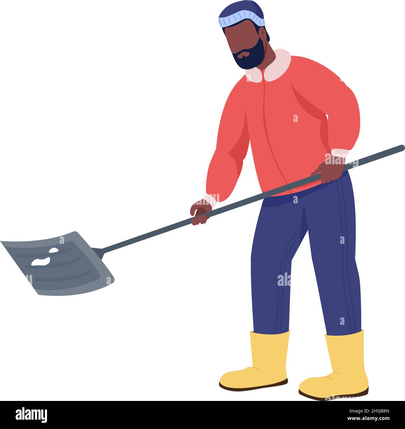 Man shoveling snow semi flat color vector character Stock Vector Image ...