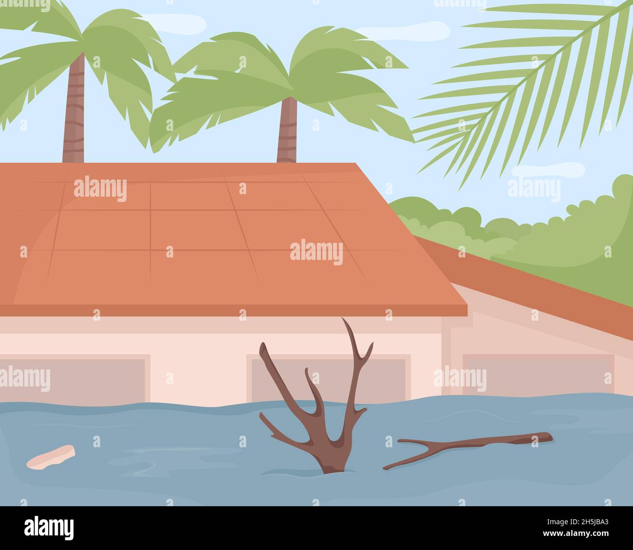 Tropical storms flat color vector illustration Stock Vector Image & Art ...