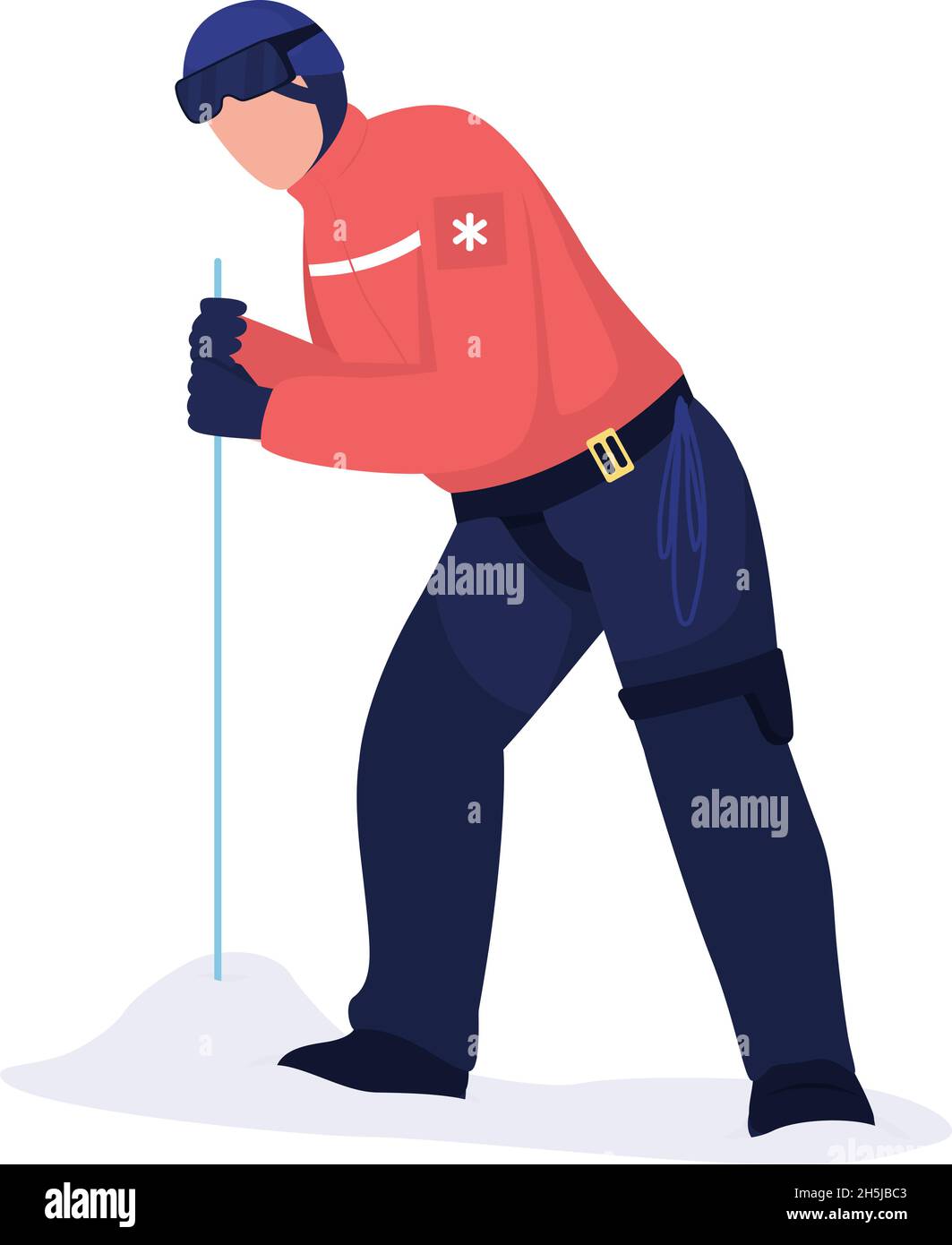 Rescuer Using Avalanche Probe Semi Flat Color Vector Character Stock Vector Image And Art Alamy