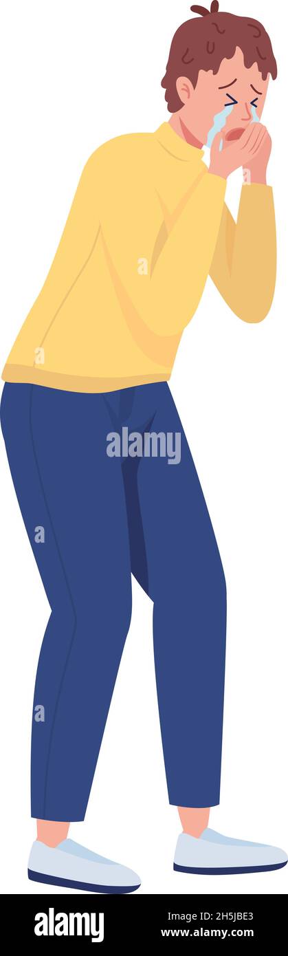 Child crying in fear semi flat color vector character Stock Vector ...