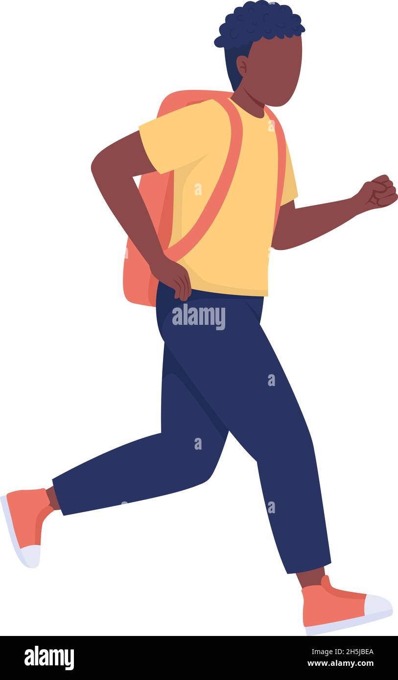 Boy being late to classes semi flat color vector character Stock Vector ...