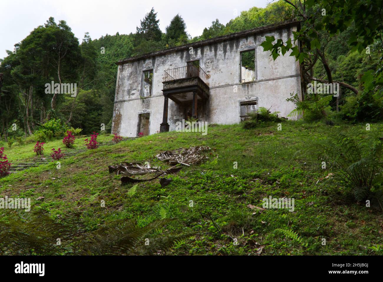 Ruins of ancient villa in the Grena park, Sao Miguel island, Azores ...