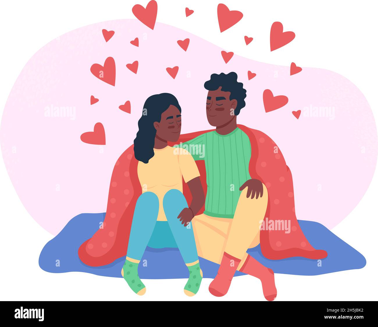 Couple sitting together 2D vector isolated illustration Stock Vector ...