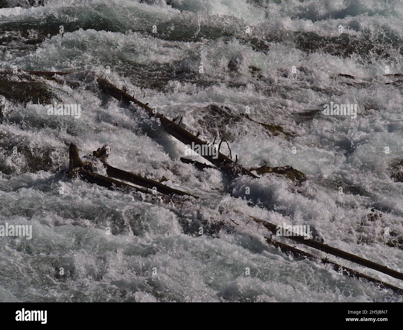Closeup view of wild Bow Falls near Banff, Banff National Park, Alberta ...