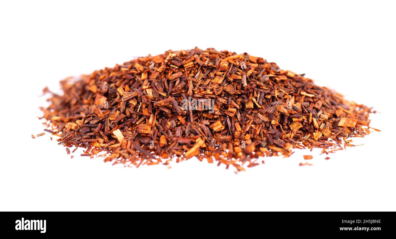 Rooibos red tea, isolated on white background. Traditional herbal and ...