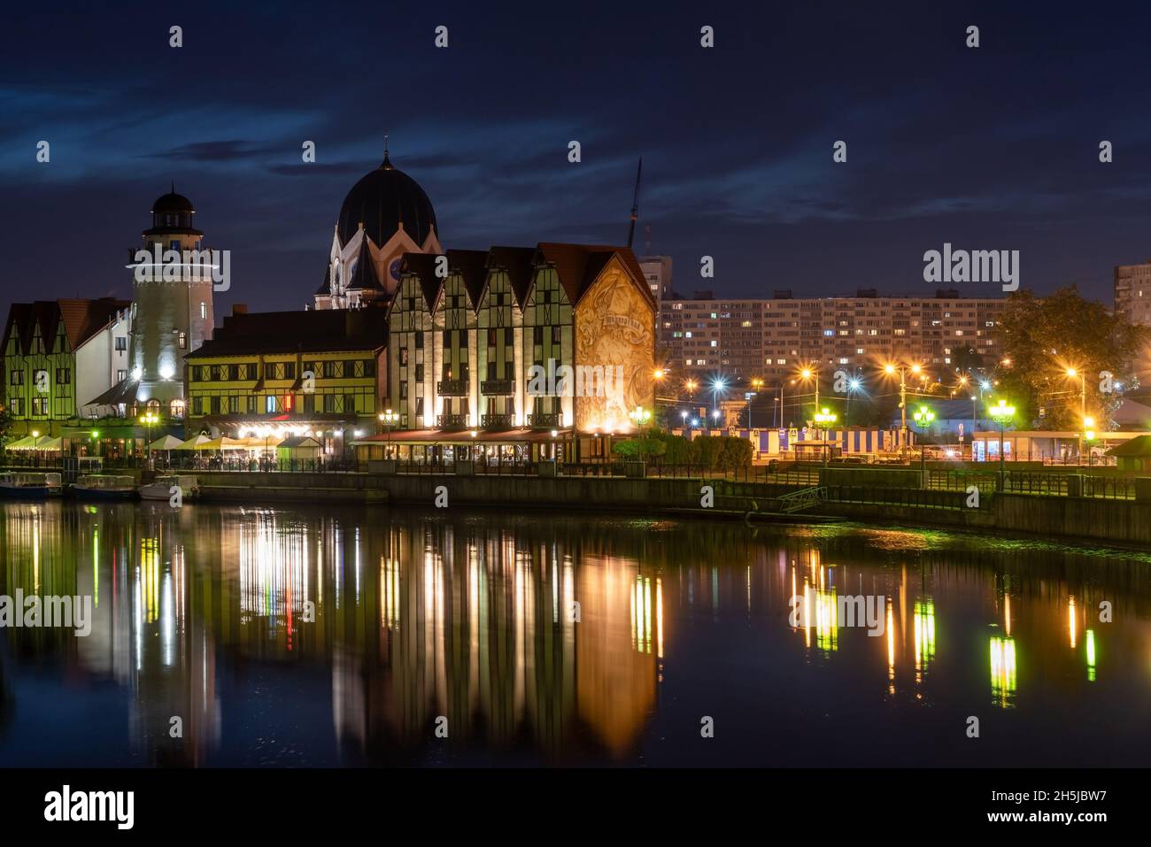 Russia, Kaliningrad 05 June 2021 Night photography. The moon is shining ...