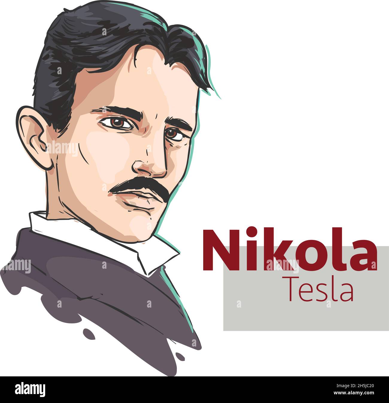 Vector illustration of a Nikola Tesla - portrait Stock Vector Image ...