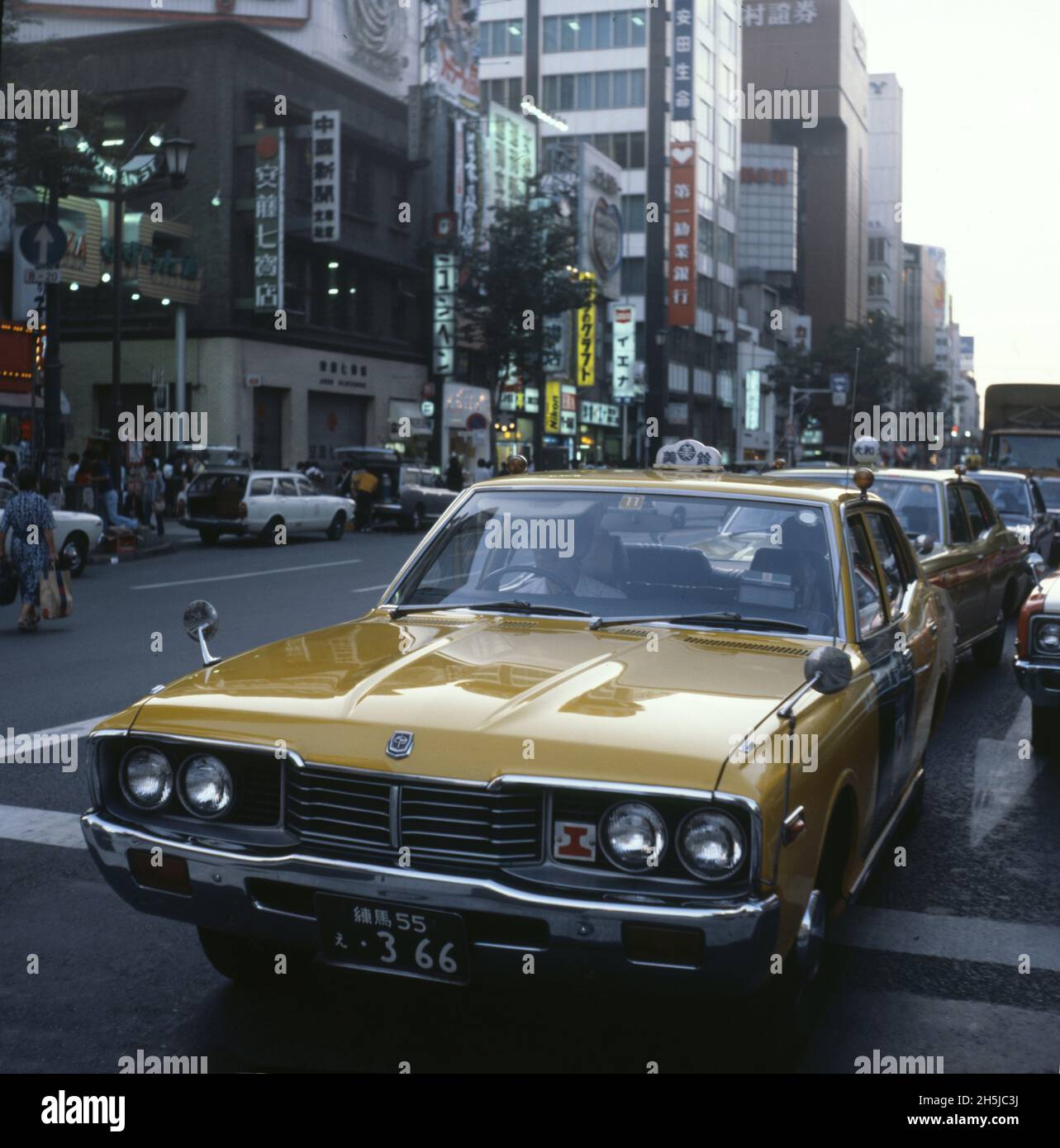 Sity view, Taxi on the street, Japan, 1970s, Japan, 1970s Stock Photo ...